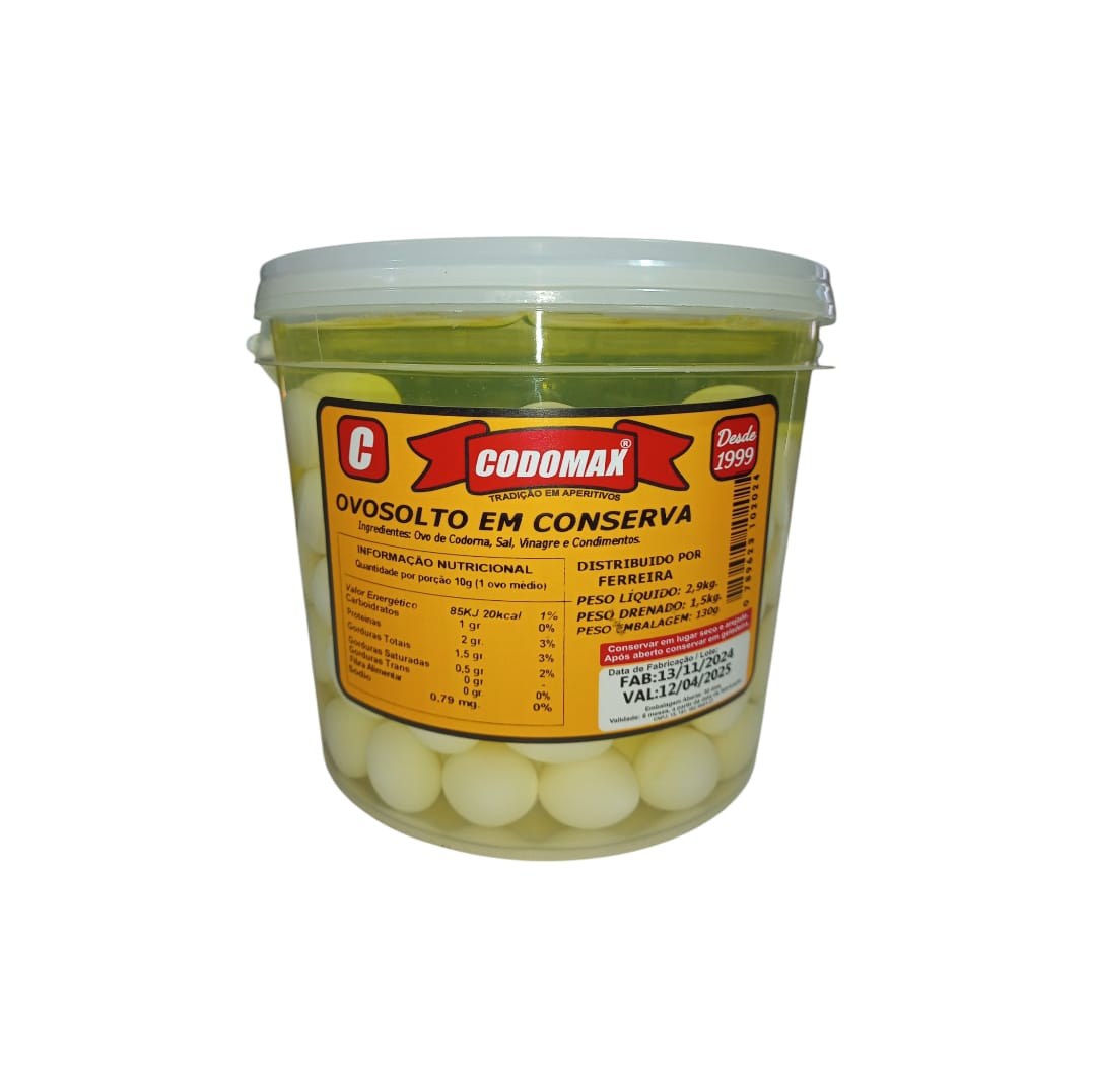 OVO SOLTO EM CONSERVA - Magistral Salgados - Sua Loja Virtual